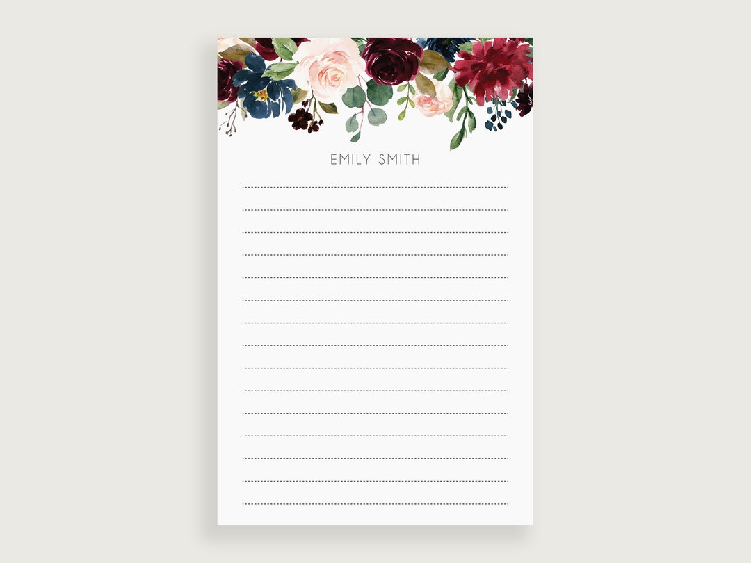 Personalized Letter Paper Flower, Writing Pad Lined, Writing Paper Pad ...