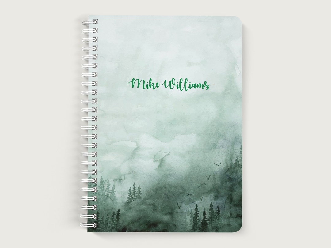 Personalized Notebook for Men, Green Notebook, Forest Journal, Lined or ...