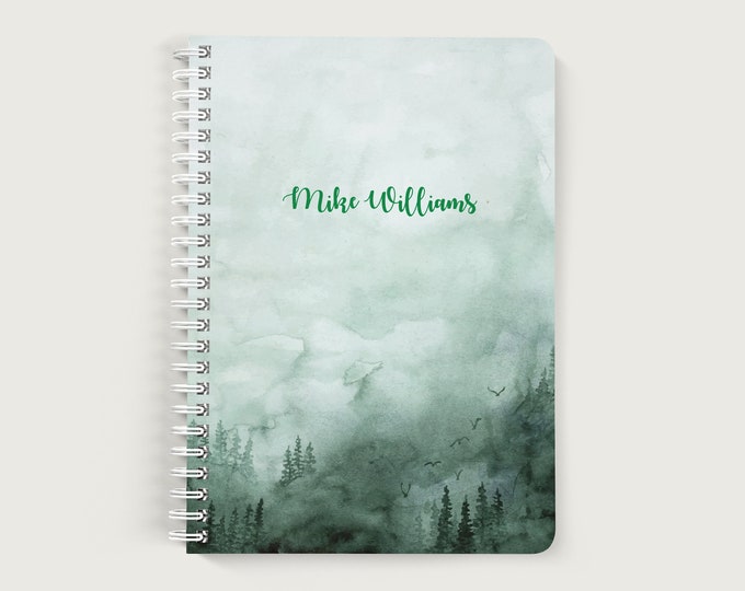 Personalized Notebook for Men, Green Notebook, Forest Journal, Lined or ...
