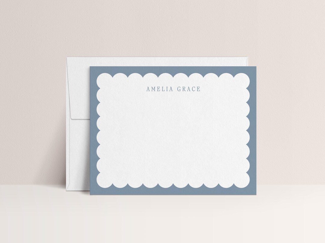 Personalized Scallop Note Cards | Custom Stationery Set With Envelopes ...
