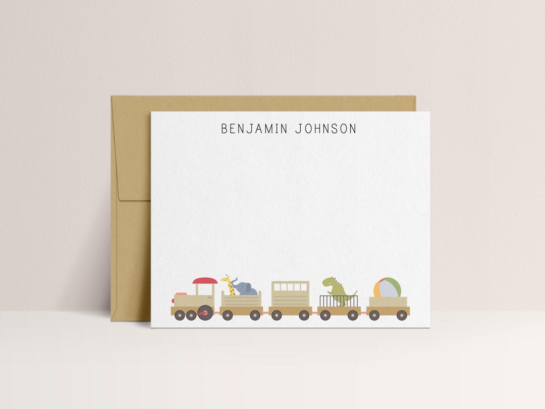 Train Stationery Set for Kids | Personalized Toy Note Cards | Color ...
