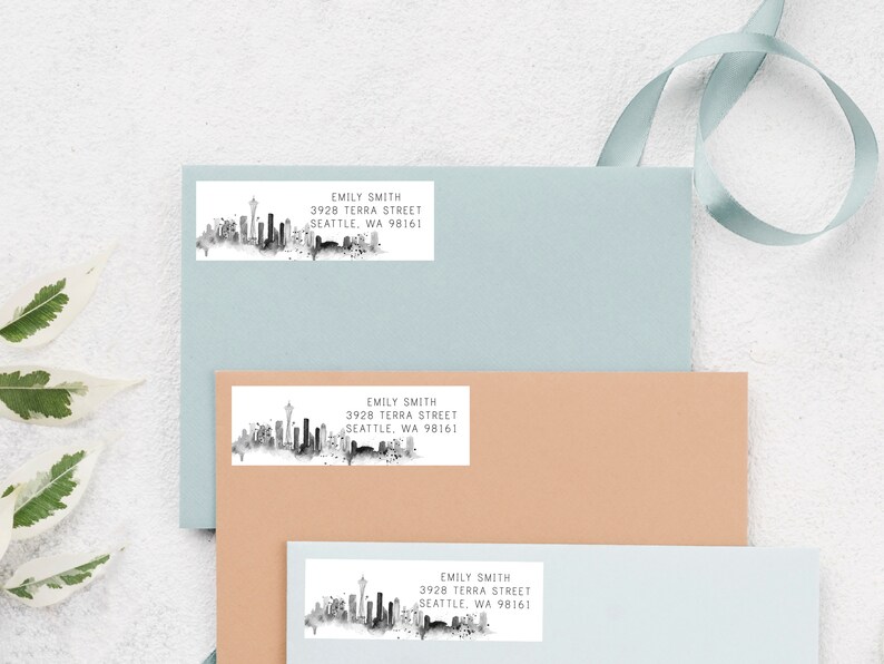 Washington Seattle Skyline Return Address Labels, Sticker Address Label ...