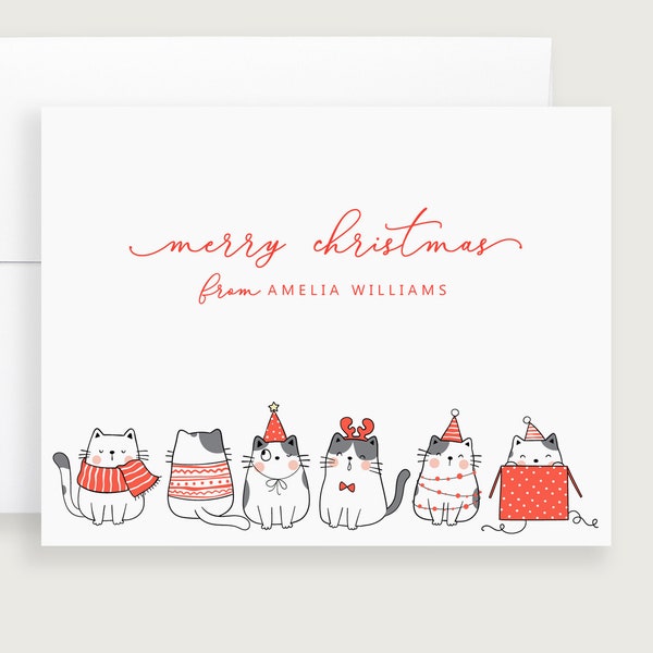 Cat Christmas Cards - Etsy