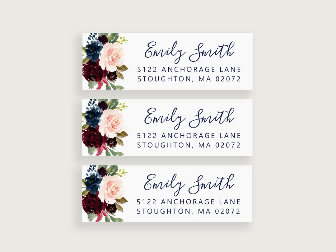 Personalized Address Labels Stickers, Floral Return Address Label ...