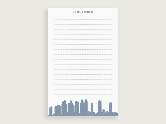 Philadelphia Skyline Notepad Pennsylvania Gifts Personalized - Etsy
