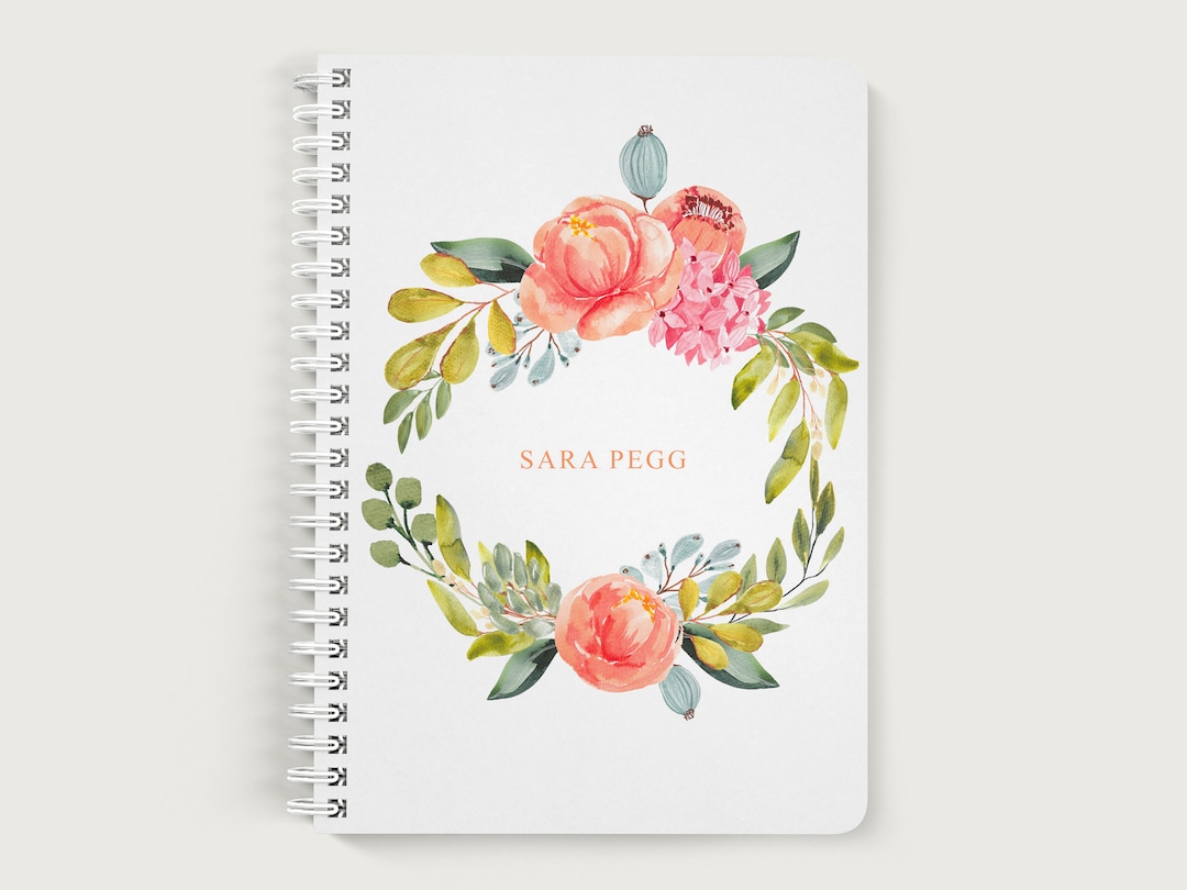 Personalized Floral Notebook Cover, Name Journal Flower, Lined or ...