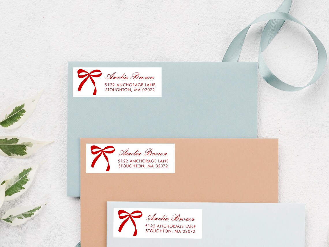 Red Bow Address Labels Custom | Coquette Return Address Stickers ...