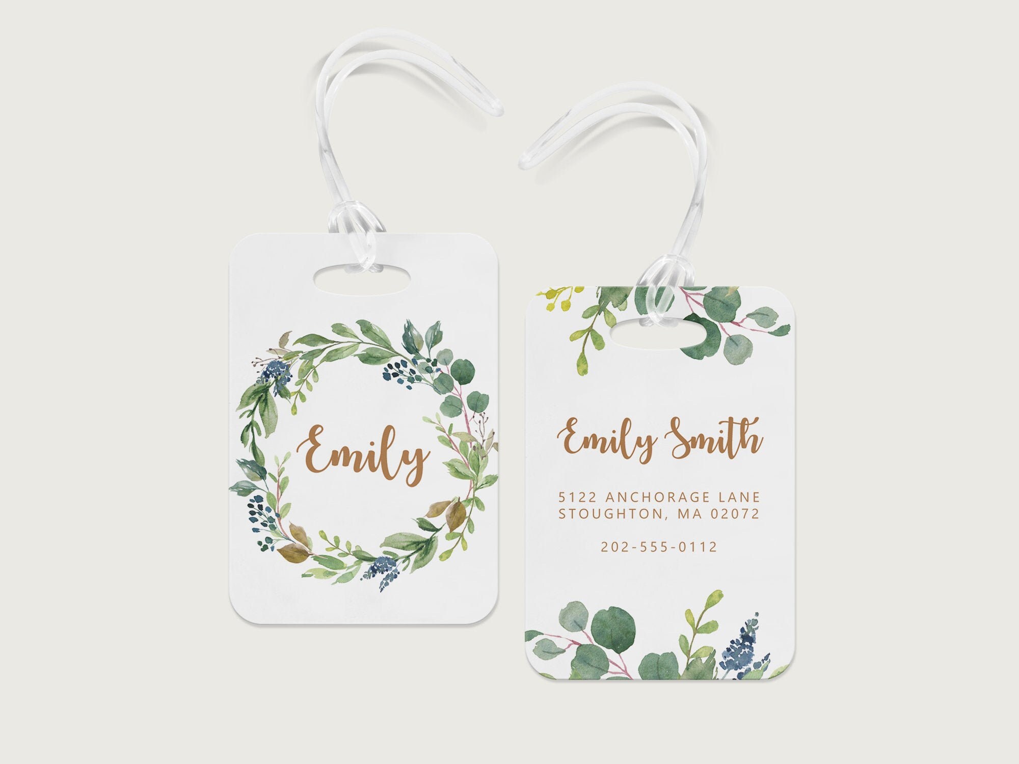 Luggage Tag Greenery Name Tag Backpack Tag School Bag - Etsy