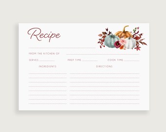 Fall Recipe Cards - Etsy