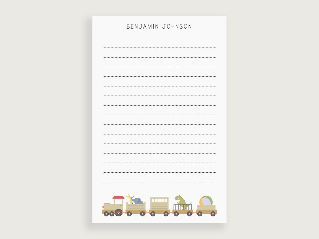 Train Notepad, Kids Stationary With Lines, Personalized Notepad Kids ...