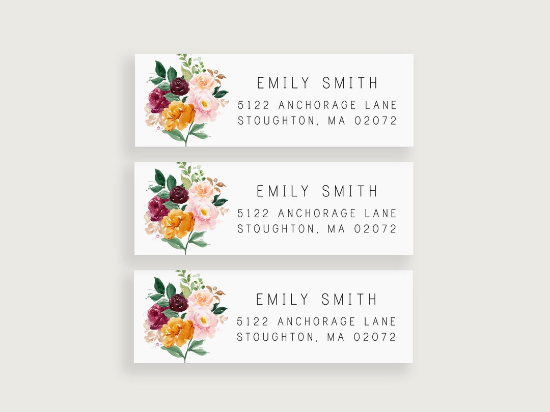 Floral Bouquet Personalized Address Stickers, Custom Address Label ...