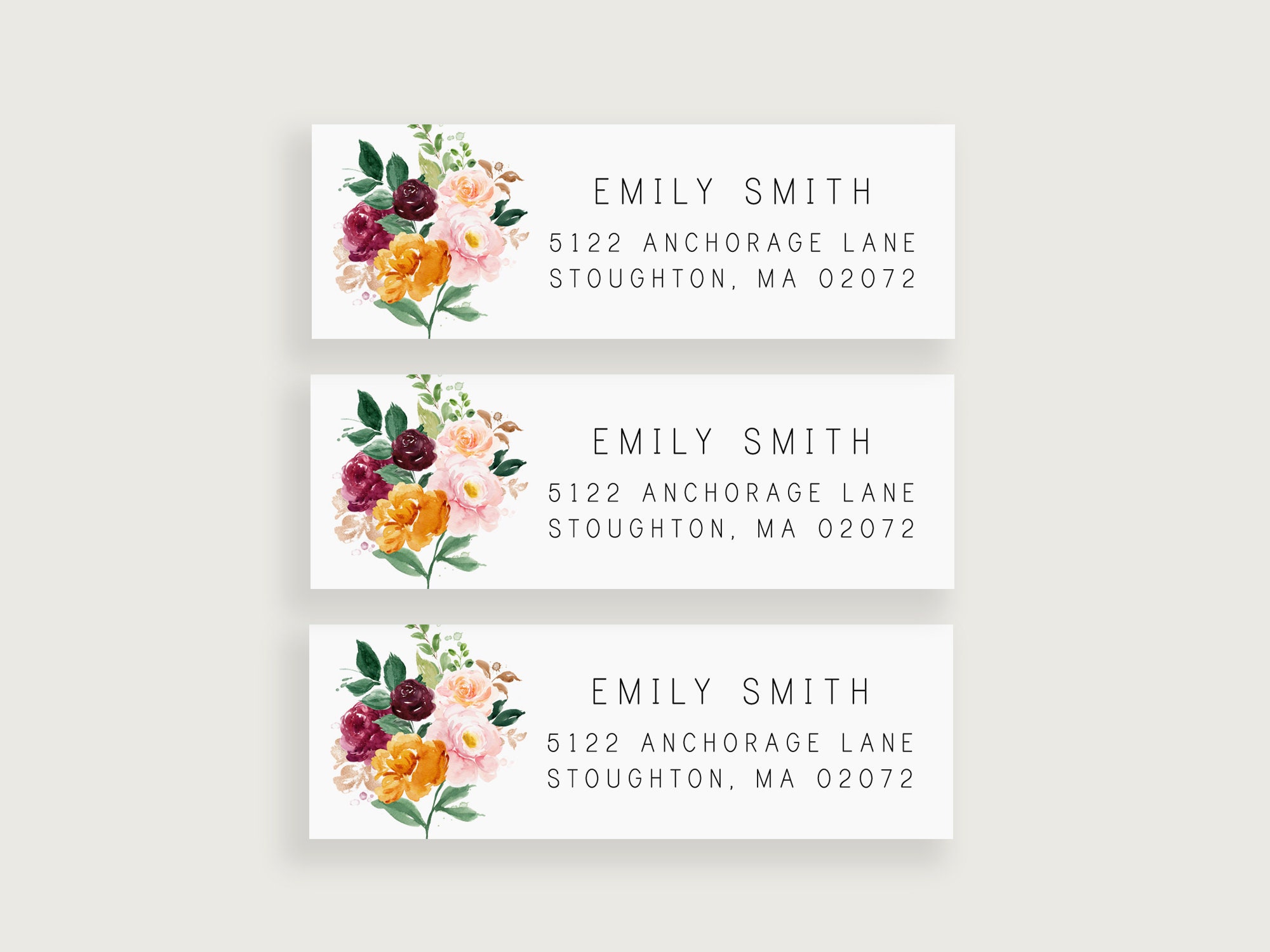 Floral Bouquet Personalized Address Stickers Custom Address | Etsy UK