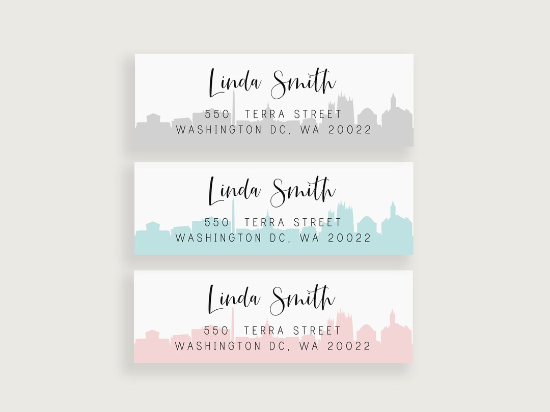 Washington DC Skyline Return Address Labels, Sticker Address Label ...