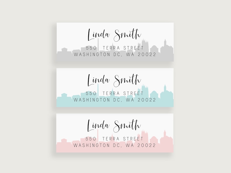 Washington DC Skyline Return Address Labels, Sticker Address Label ...