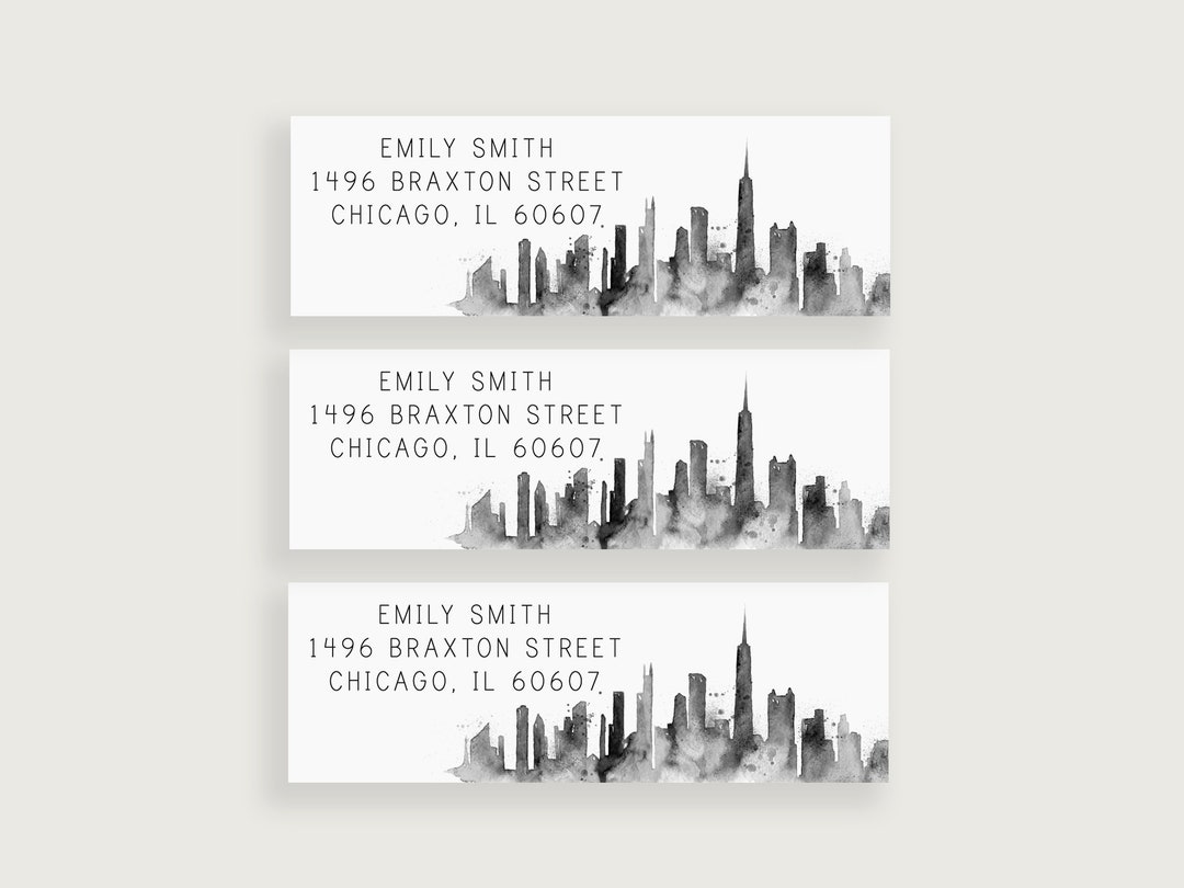 Chicago Illinois Skyline Return Address Labels, Sticker Address Label ...