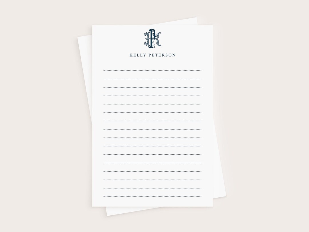 Monogram Notepad With Lines | Writing Paper Pads Personalized ...