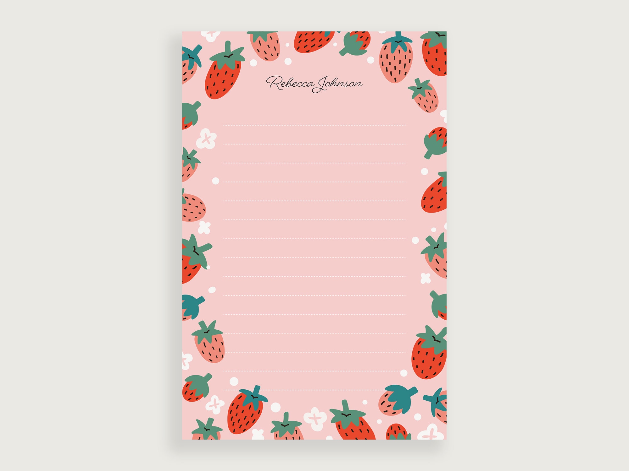 Strawberry Notepad Strawberry Stationary Set Pink Notepad - Etsy