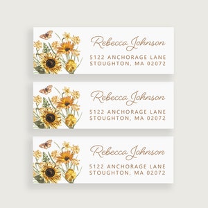 Sunflower Address Labels, Sunflower Return Address Label, Fall Address ...