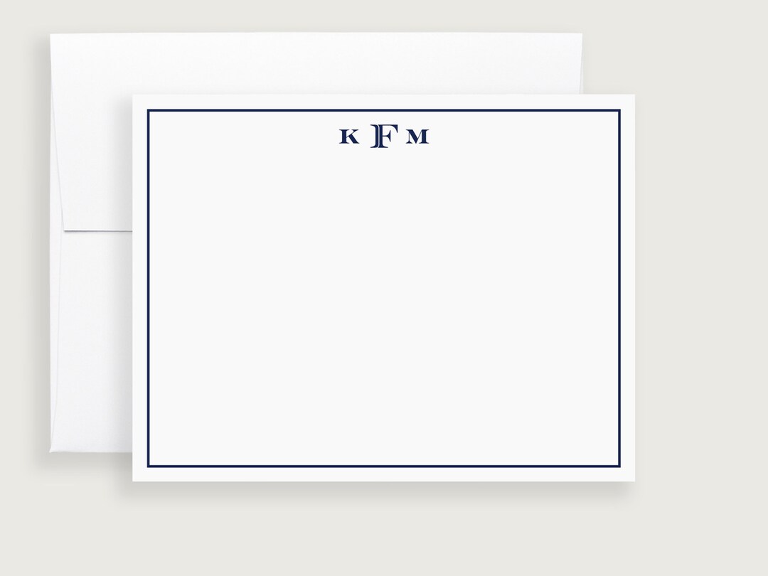 Monogram Note Cards With Envelopes, Monogram Notecards for Men, Women ...