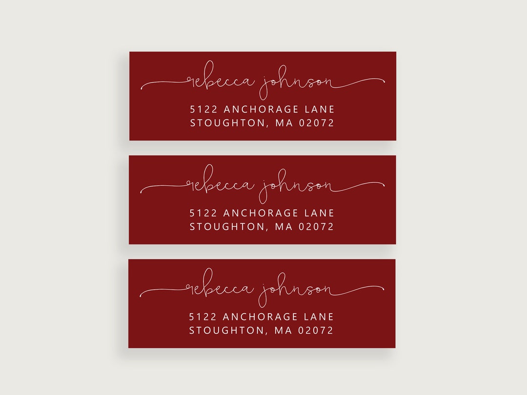 Maroon Return Address Labels, Personalized Address Labels Stickers ...
