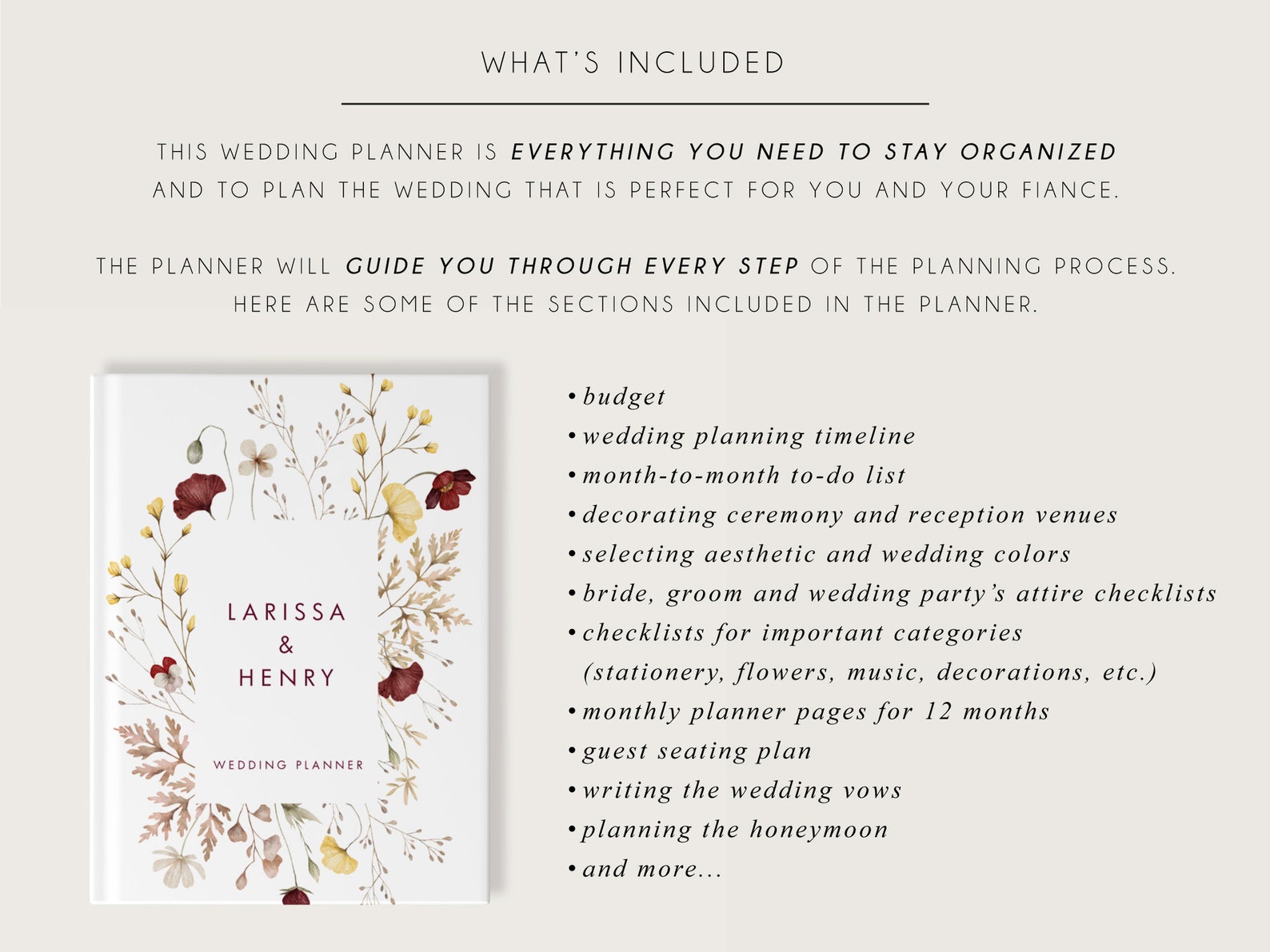 Personalized Wedding Planner | Custom Wedding Planning Book | Floral ...