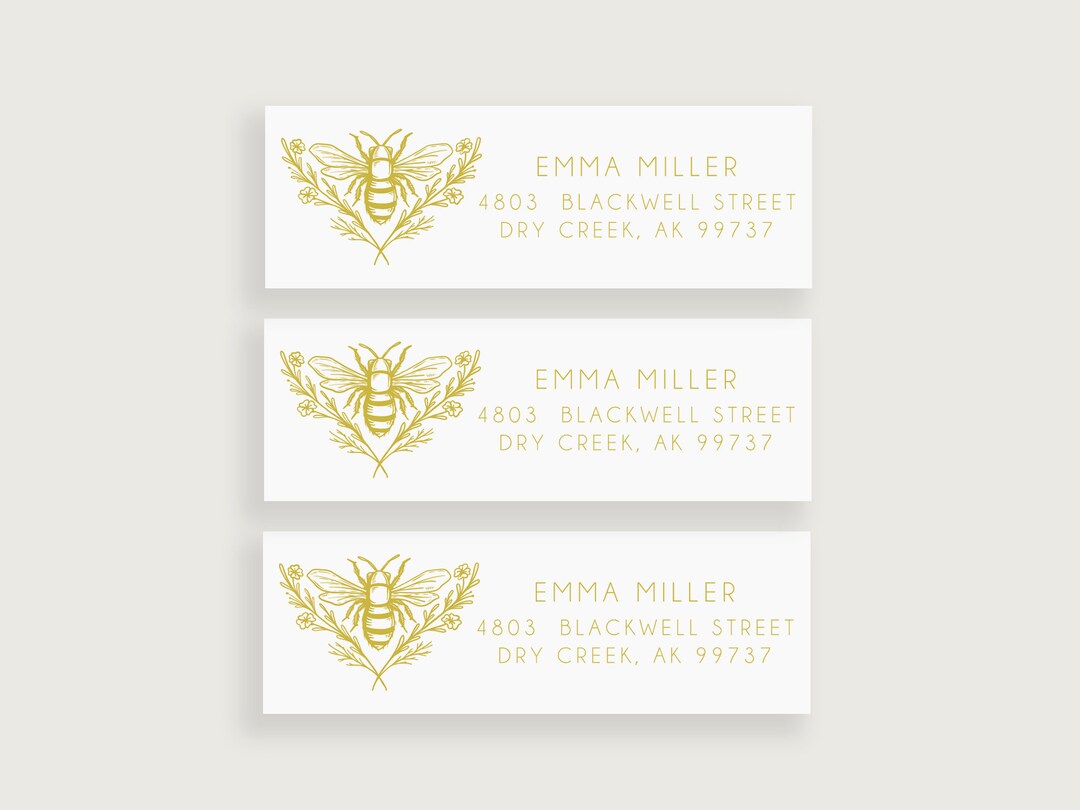 Bee Address Labels With Stickers, Address Stickers for Envelope, Design ...