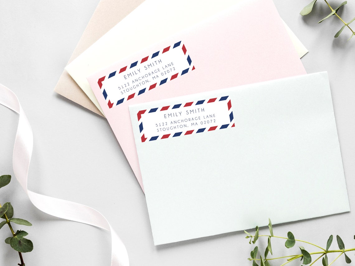 Airmail Return Address Stickers Address Labels Masculine - Etsy