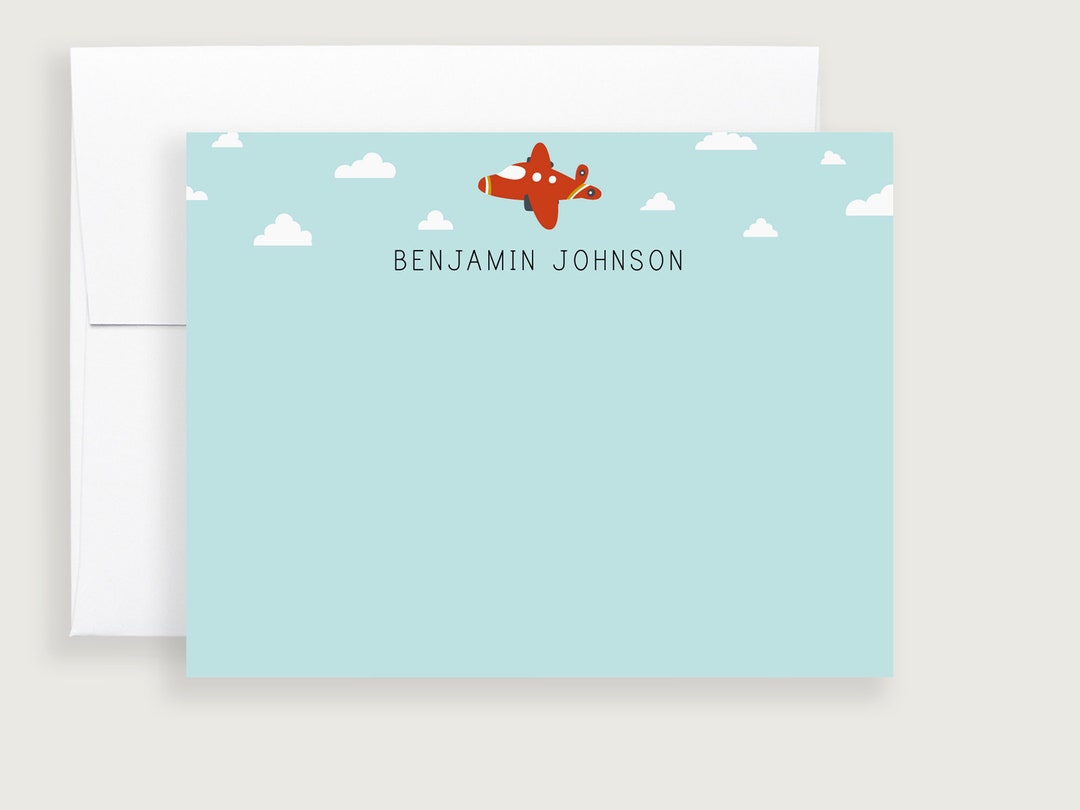 Plane Note Cards, Personalized Notecards Boys, Personalized Stationary ...