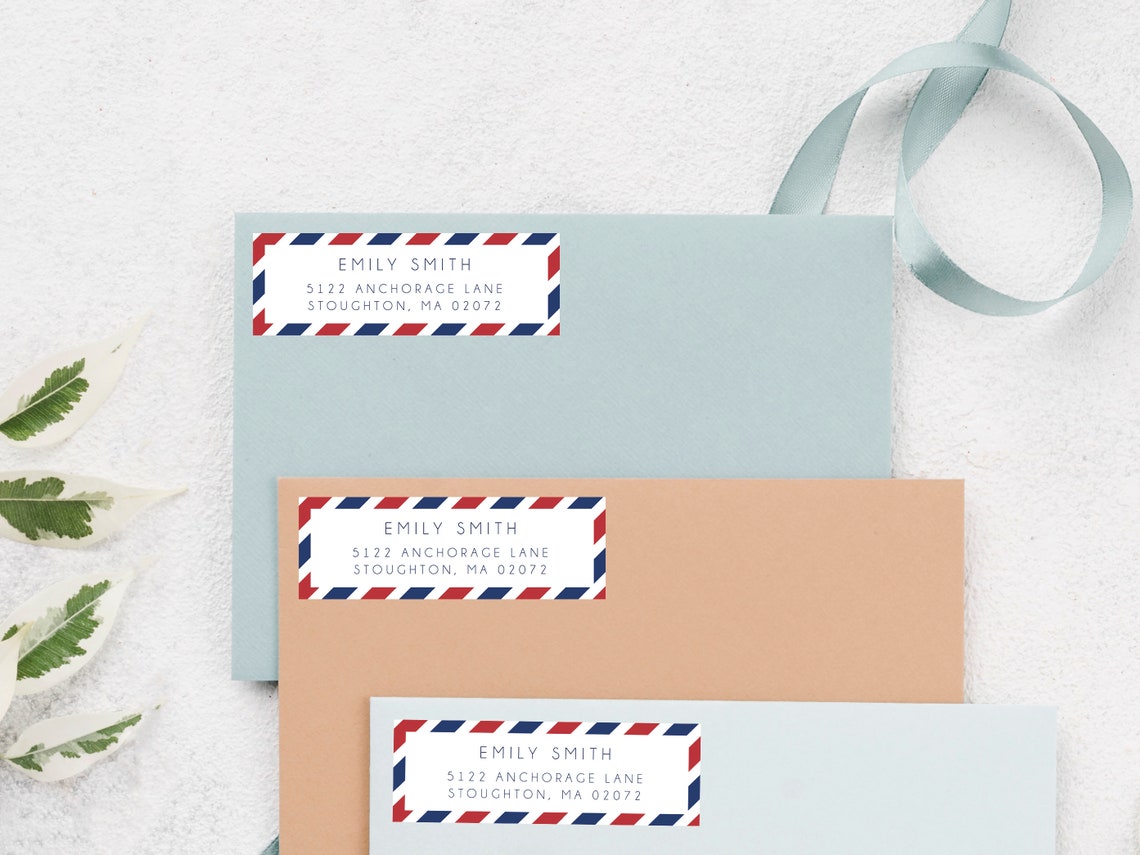 Airmail Return Address Stickers Address Labels Masculine - Etsy