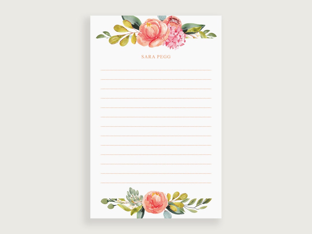 Personalized Lined Notepads, Personalized Note Pad for Women, Lined or ...