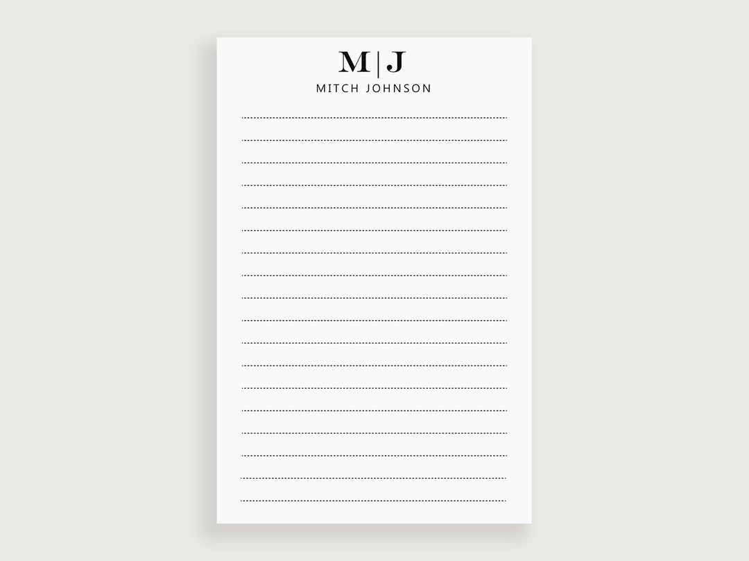 Initial Stationary Personalized, Notepad for Men, Monogram Stationery ...