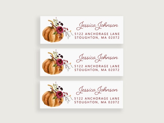 Pumpkin Address Labels Fall Address Labels Autumn Address | Etsy