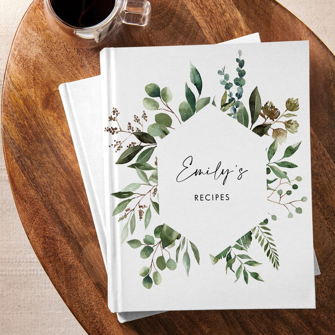 Personalized Large Recipe Book Custom Hardcover Cook Book Watercolor ...