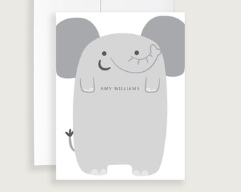 Elephant Flat Note Card Set for Girls Personalized Stationery for Her ...