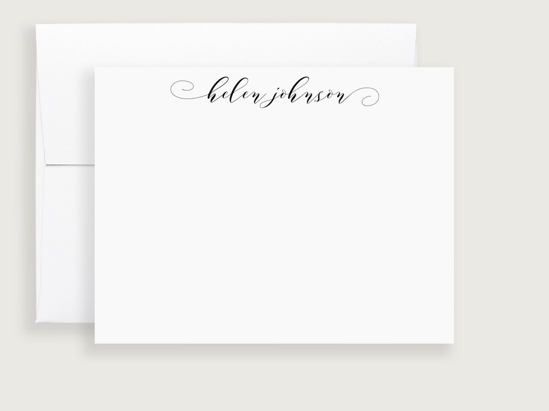Calligraphy Note Cards, Simple Notecard, Personalized Stationary for ...