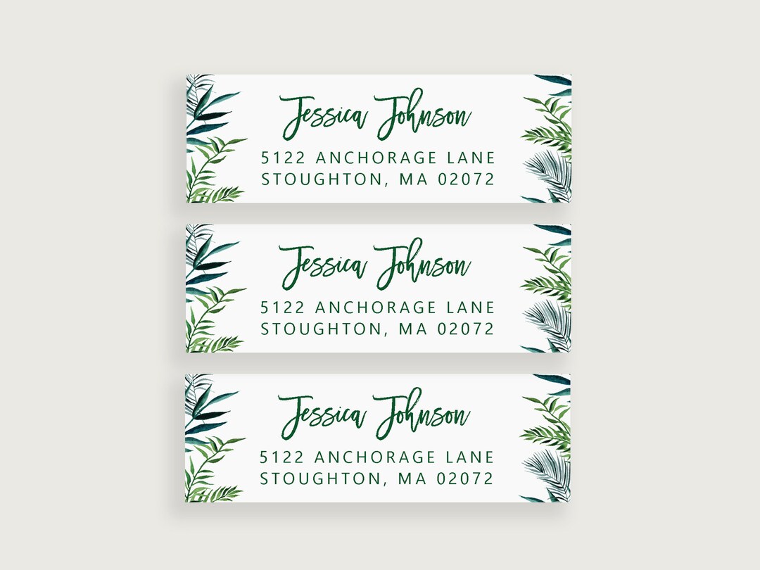 Tropical Address Labels Palm Tree, Personalized Address Labels Tropical ...