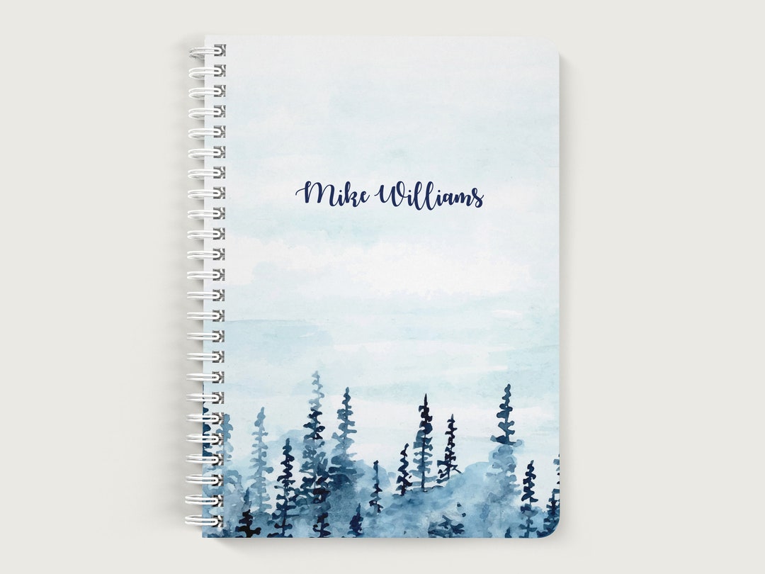 Personalized Notebook for Men, Blue Notebook, Forest Journal, Lined or ...