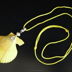 Scallop Silver Shell Necklace, Yellow Seashell With Pearl Pendant Cord ...