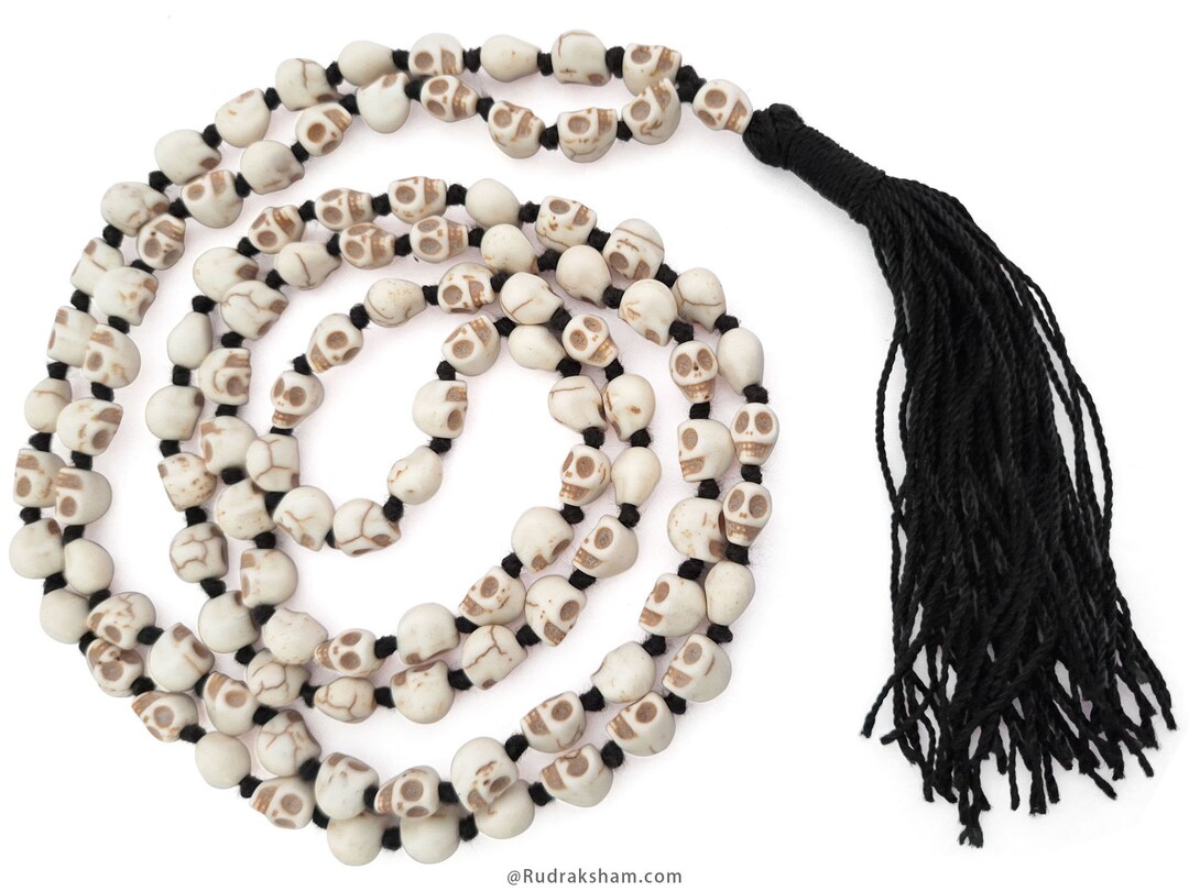 Skull Beads Mala Skull Necklace Narmund Mala Skull Rosary Bone Mala for ...