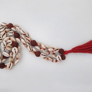 Original Kauri Shell Mala Necklace | 5 Mukhi Rudraksha Nepal Beads ...