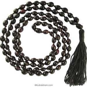Buy Energised Chirmi Seeds Mala Necklace, Original Black Chirmi Beads ...