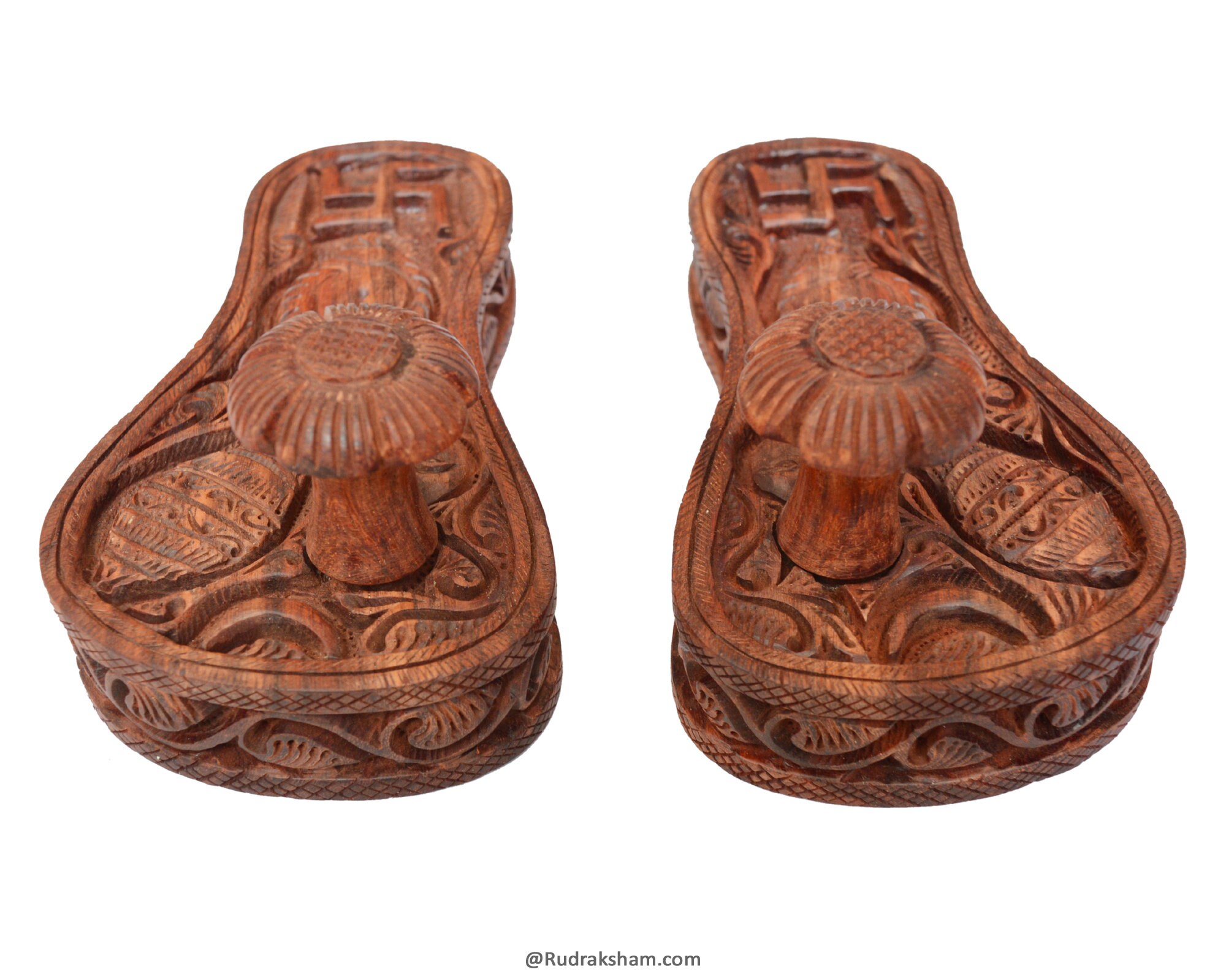 Buy Red Sandalwood Paduka From India, Carved Old Style Wood Charan ...