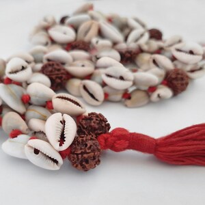 Original Kauri Shell Mala Necklace | 5 Mukhi Rudraksha Nepal Beads ...