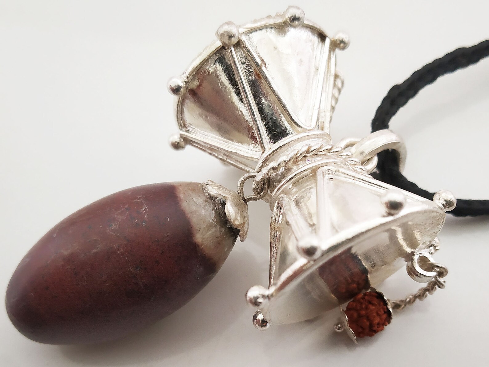 Silver DAMROO Pendant With Narmadeshwar Shivling Pendant | Etsy