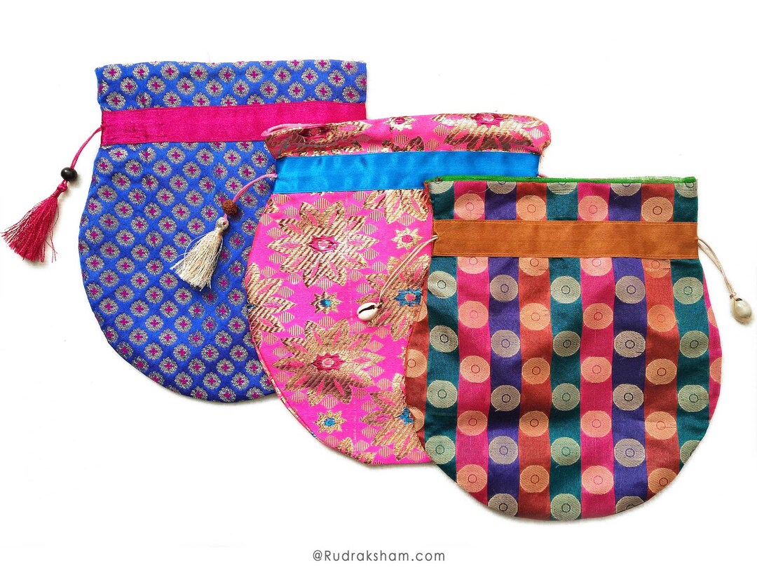 6 Japa Mala Bags, Hindu Japa Mala Bags, Rosary Bag, 6 Handmade Prayer ...