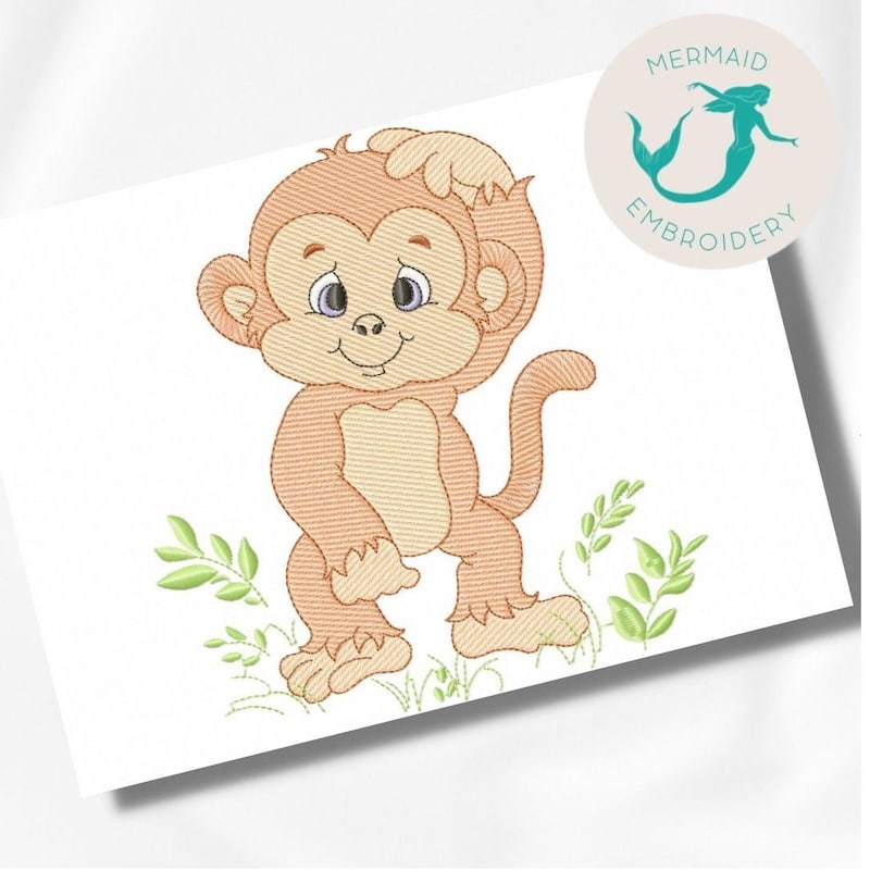 Monkey Embroidery Design - Etsy