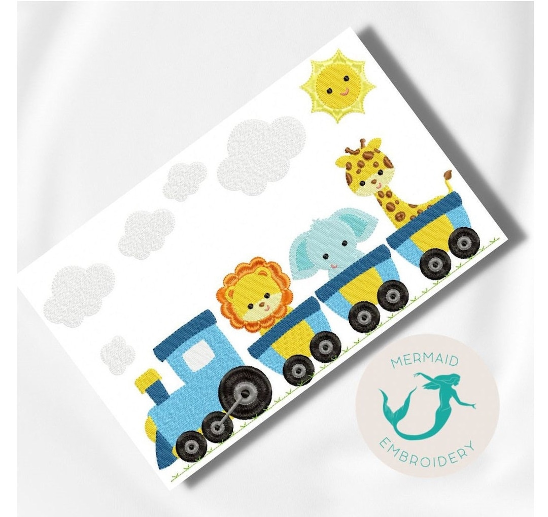 Safari Train Embroidery Design, Baby Embroidery Design Machine, Animals ...