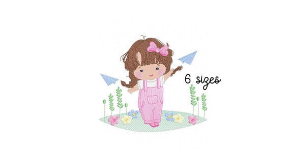 Cute Girl Embroidery Design Girly Embroidery Design Machine - Etsy