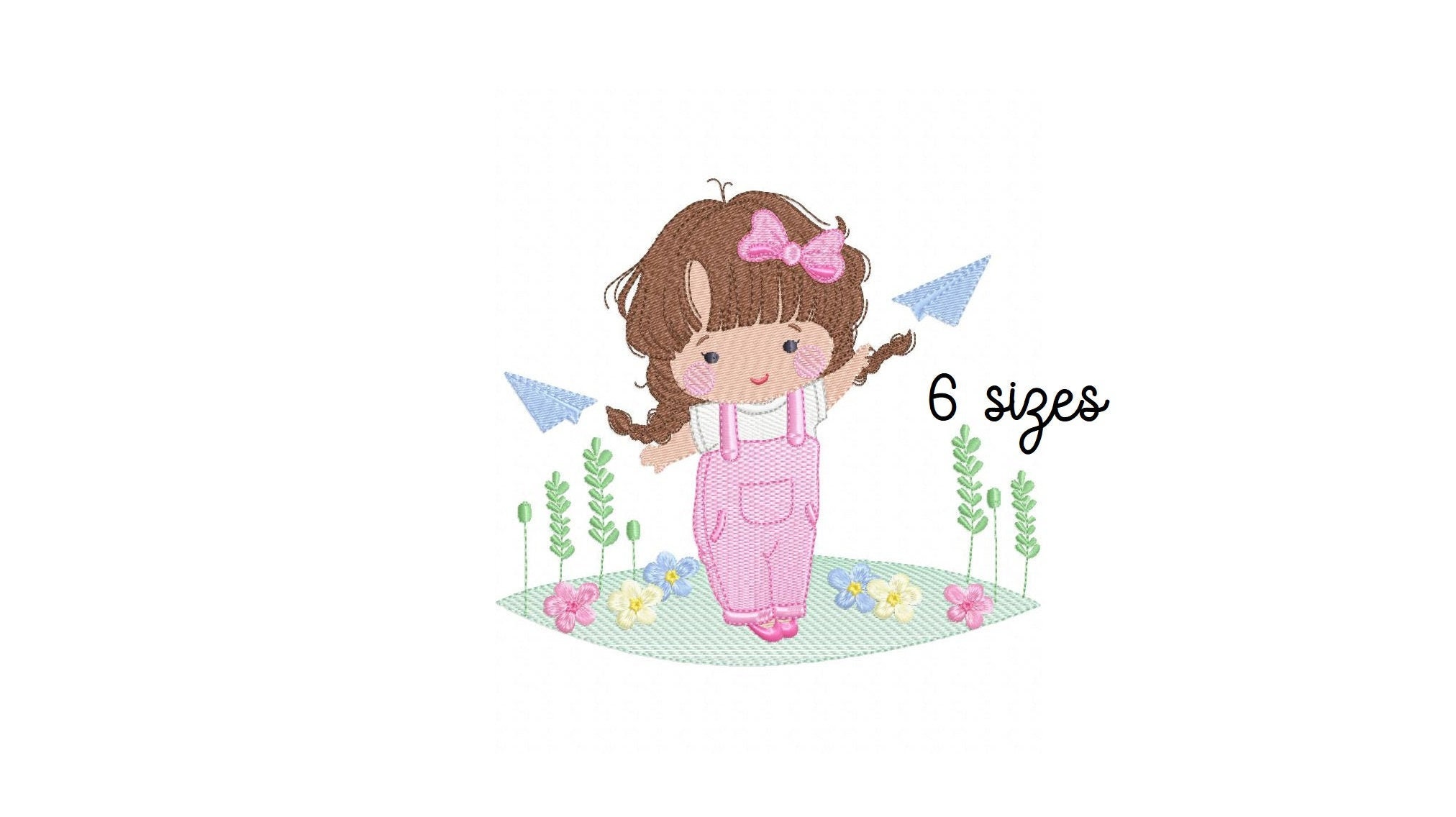 Cute Girl embroidery design girly embroidery design machine | Etsy