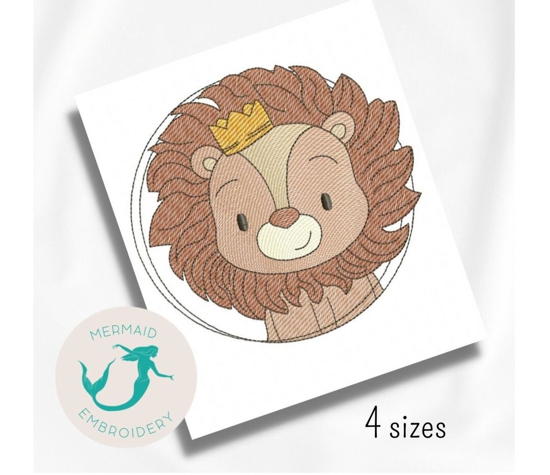 Lion Cute Frame Embroidery Design, Baby Embroidery Design Machine ...